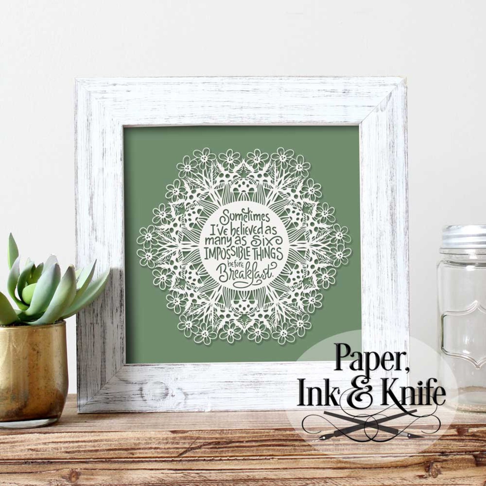 Six Impossible Things Papercut Template, Inspirational Alice in ...