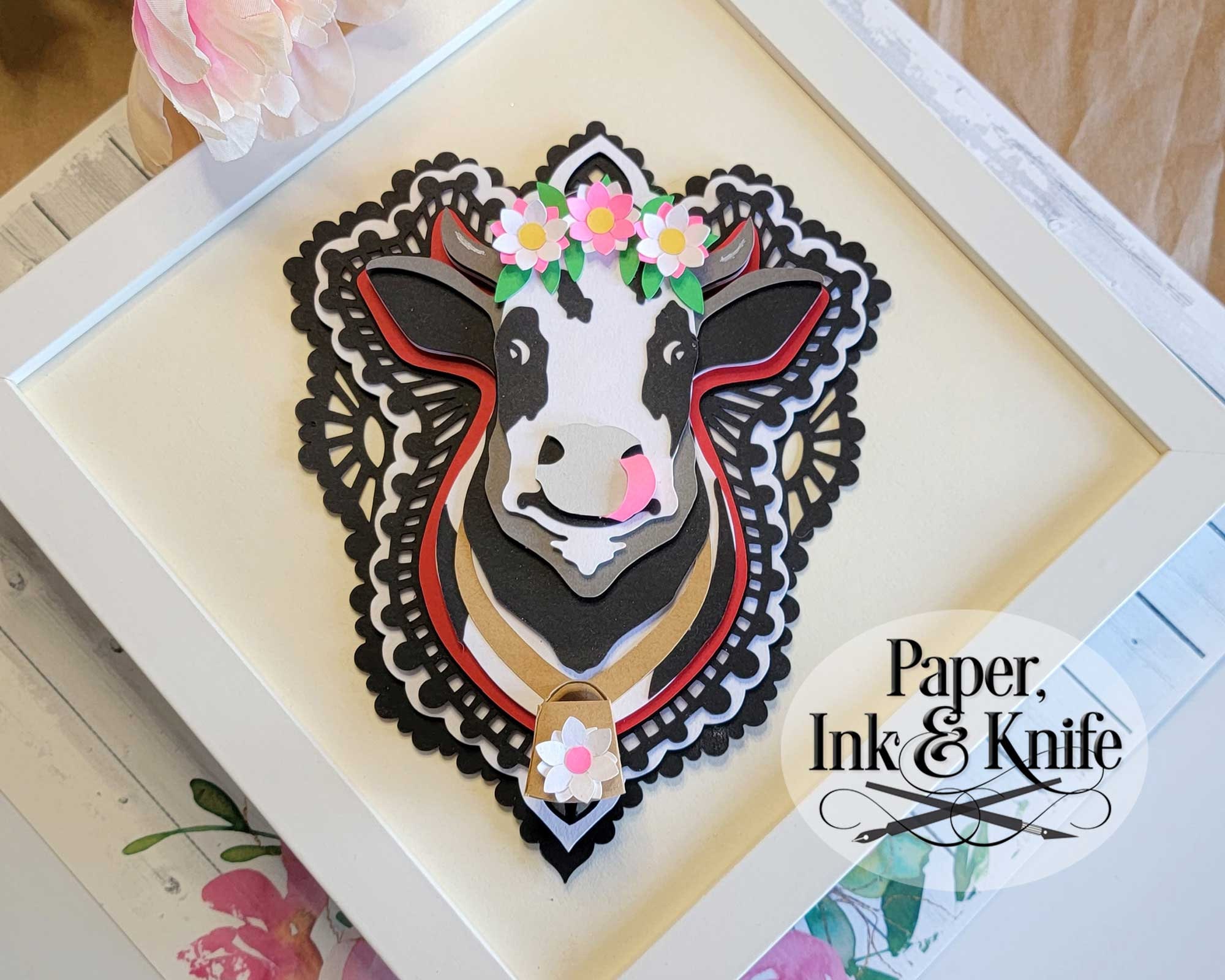 3D Cow Papercut Template SVG PDF PNG Dxf Layered Paper - Etsy