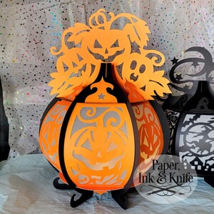 3D SVG Jackolantern Round Paper Cut Lantern, Halloween Lightbox, PDF ...