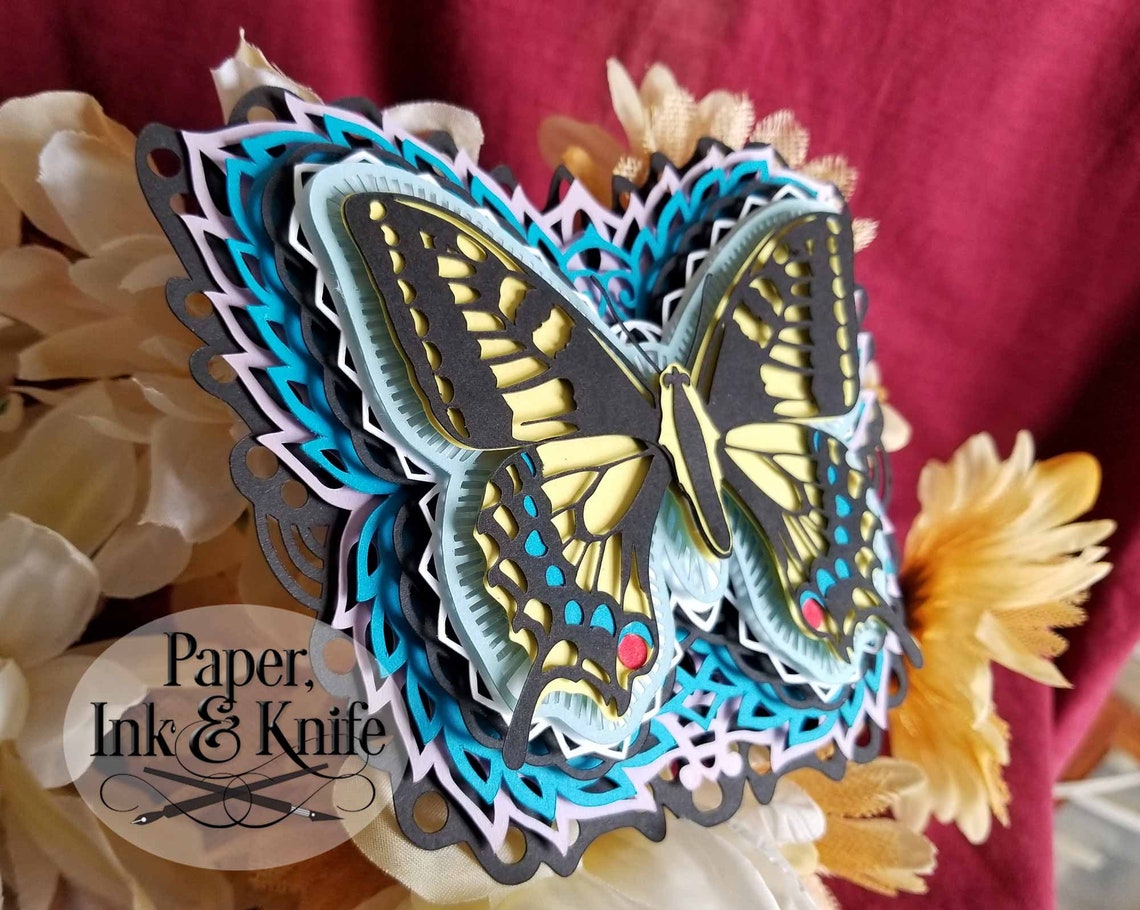 3D Swallowtail Butterfly Papercut Template SVG, PDF, JPG Dxf, Layered ...