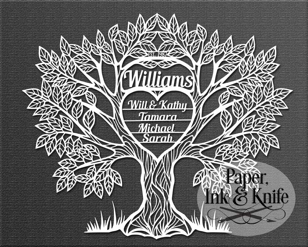 Family Tree Papercut Template Customized Family Gift | Etsy
