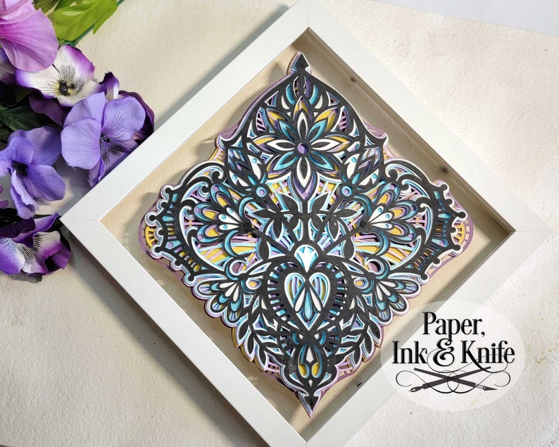 Victorian Bouquet Mandala Papercut Shadowbox Template, 3D Layered SVG ...