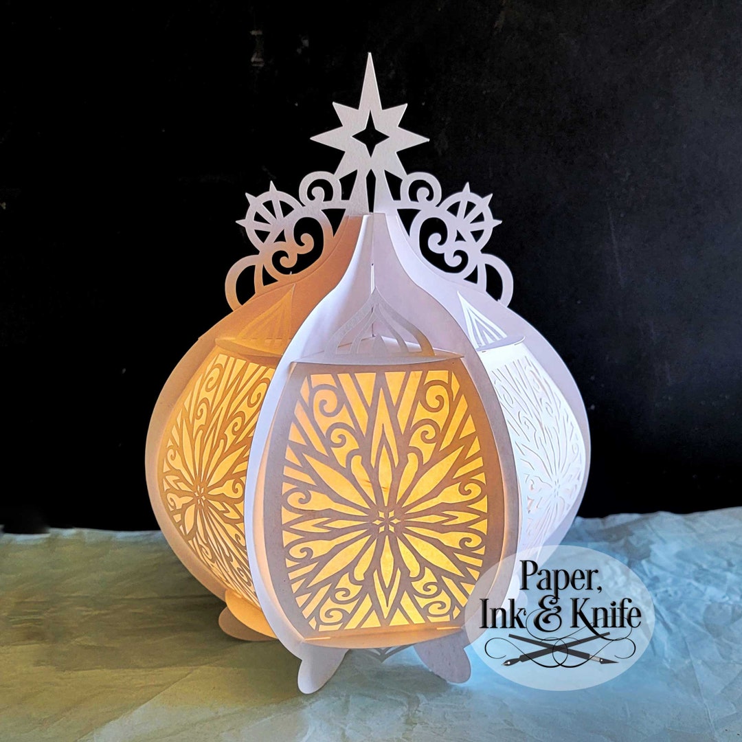 3D SVG Round Star Paper Cut Lantern, Lightbox, PDF, Eps, PNG, Dxf ...