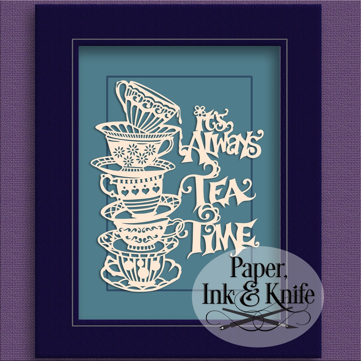 Tea Time Alice in Wonderland Papercut Template. Intermediate Level ...