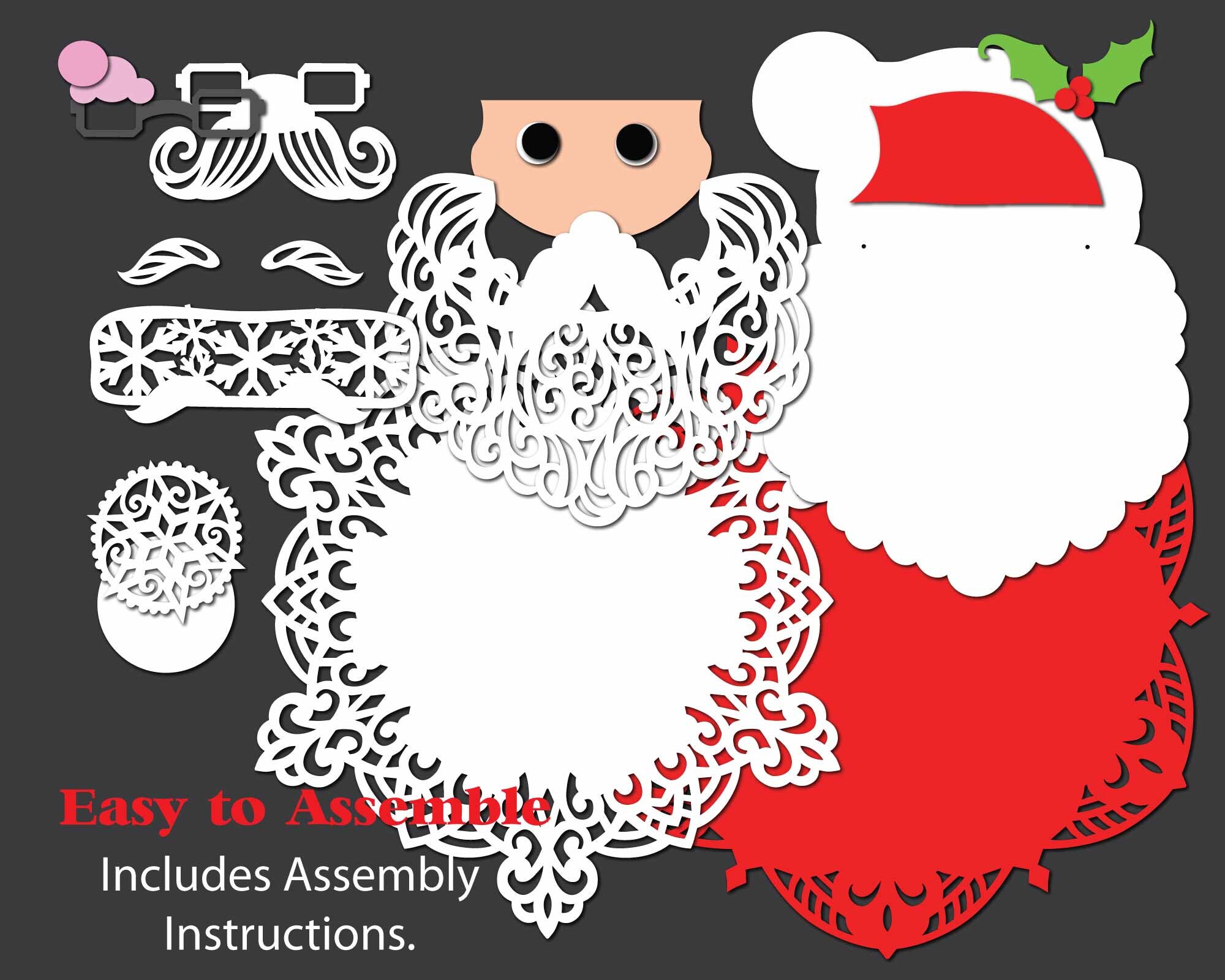 Santa Claus 3D Papercut Template SVG PDF PNG Dxf Layered - Etsy