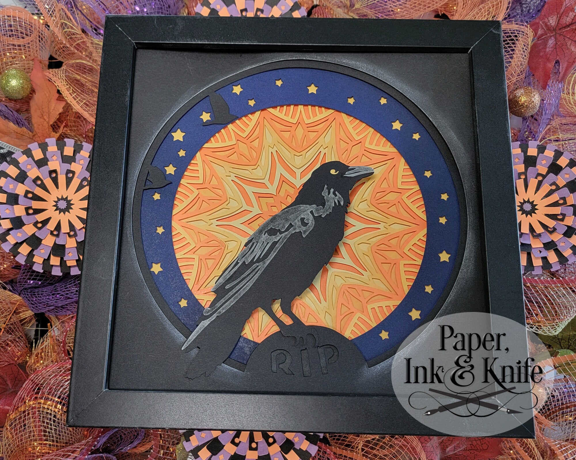 Raven Moon Halloween Papercut Shadowbox Template 3D Lightbox - Etsy
