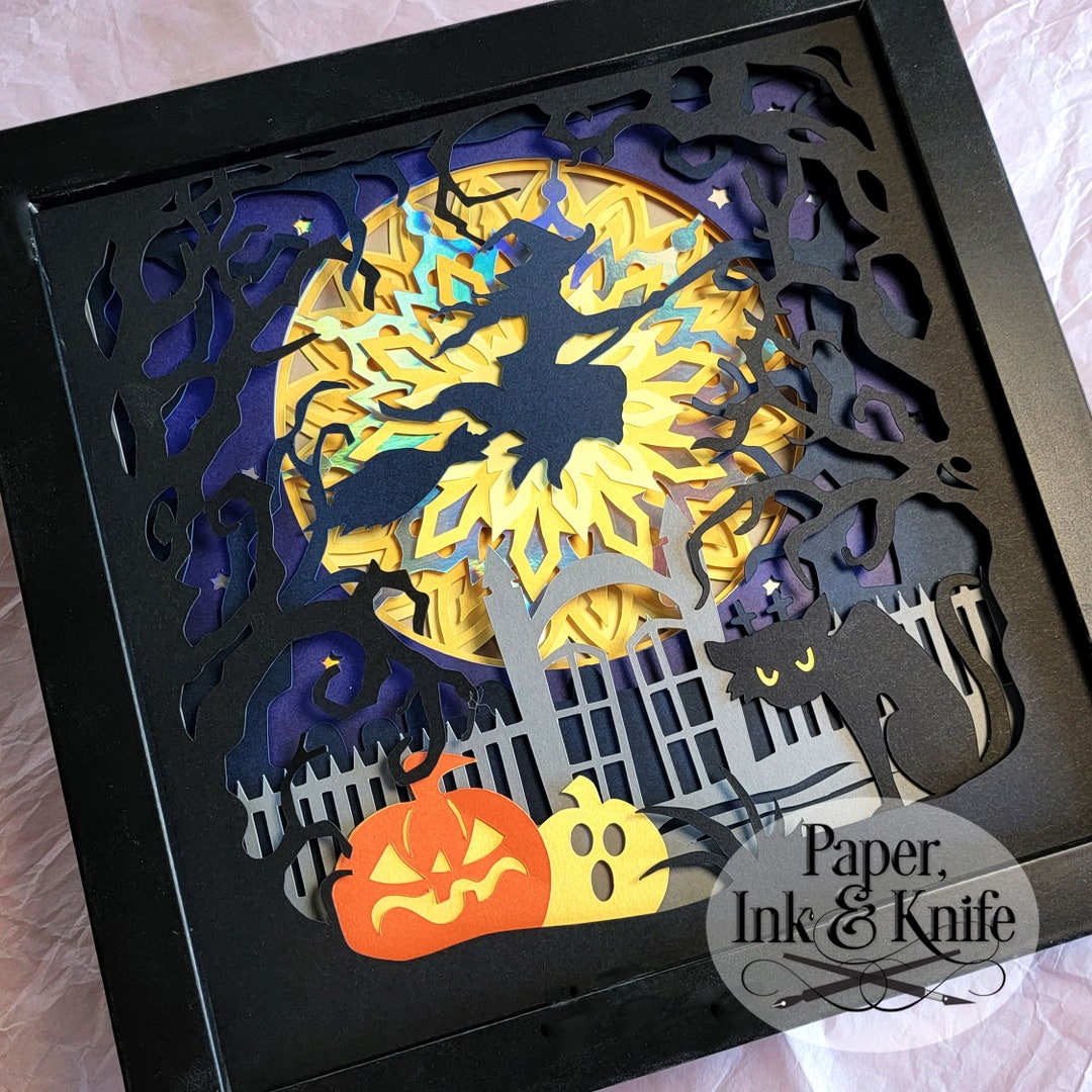 Witch Moon 3D Svg Papercut Shadowbox Template, Lightbox, Dxf, Pdf, Png ...