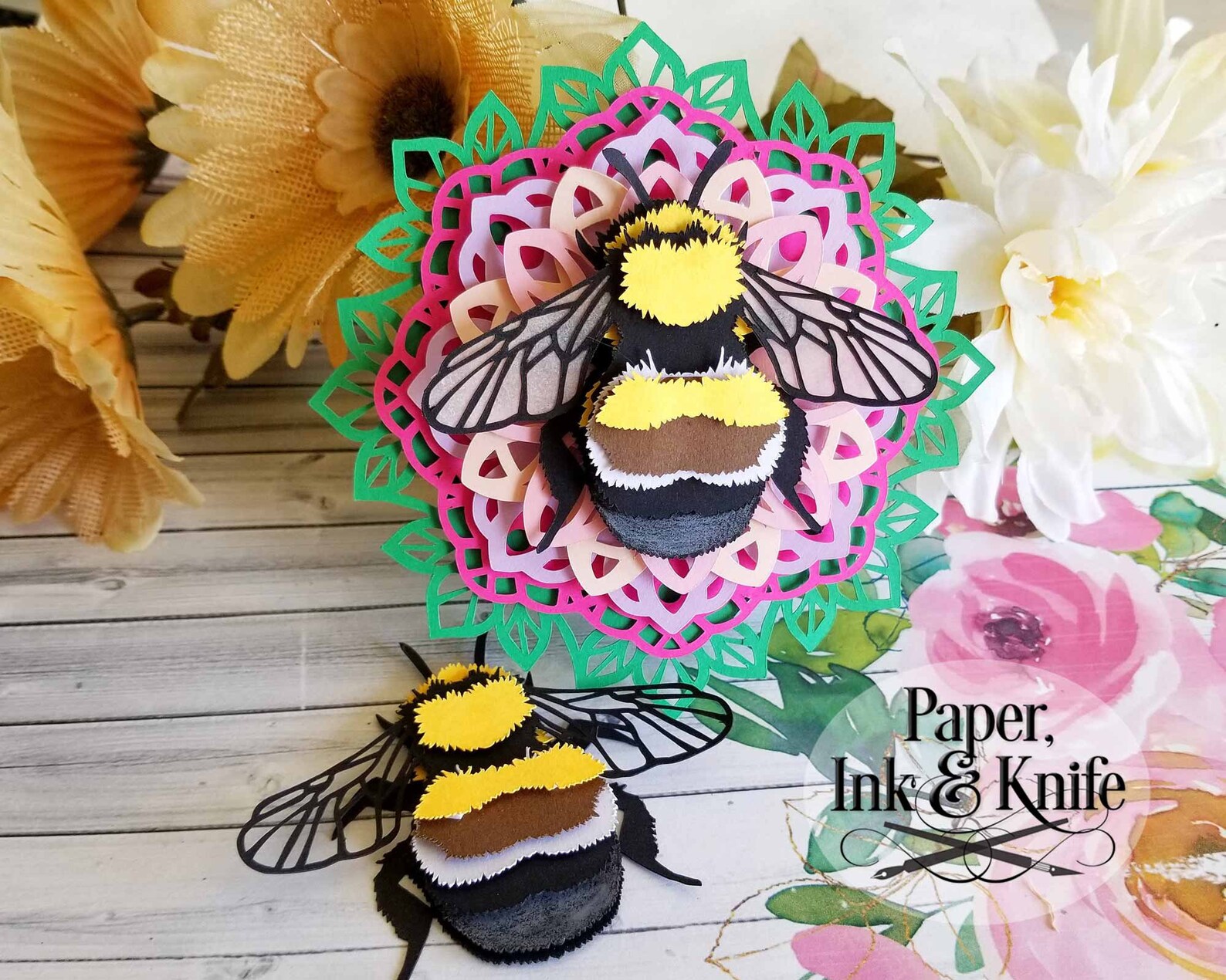 Bumblebee 3D Papercut Template SVG, PDF, JPG Dxf, Layered Paper ...