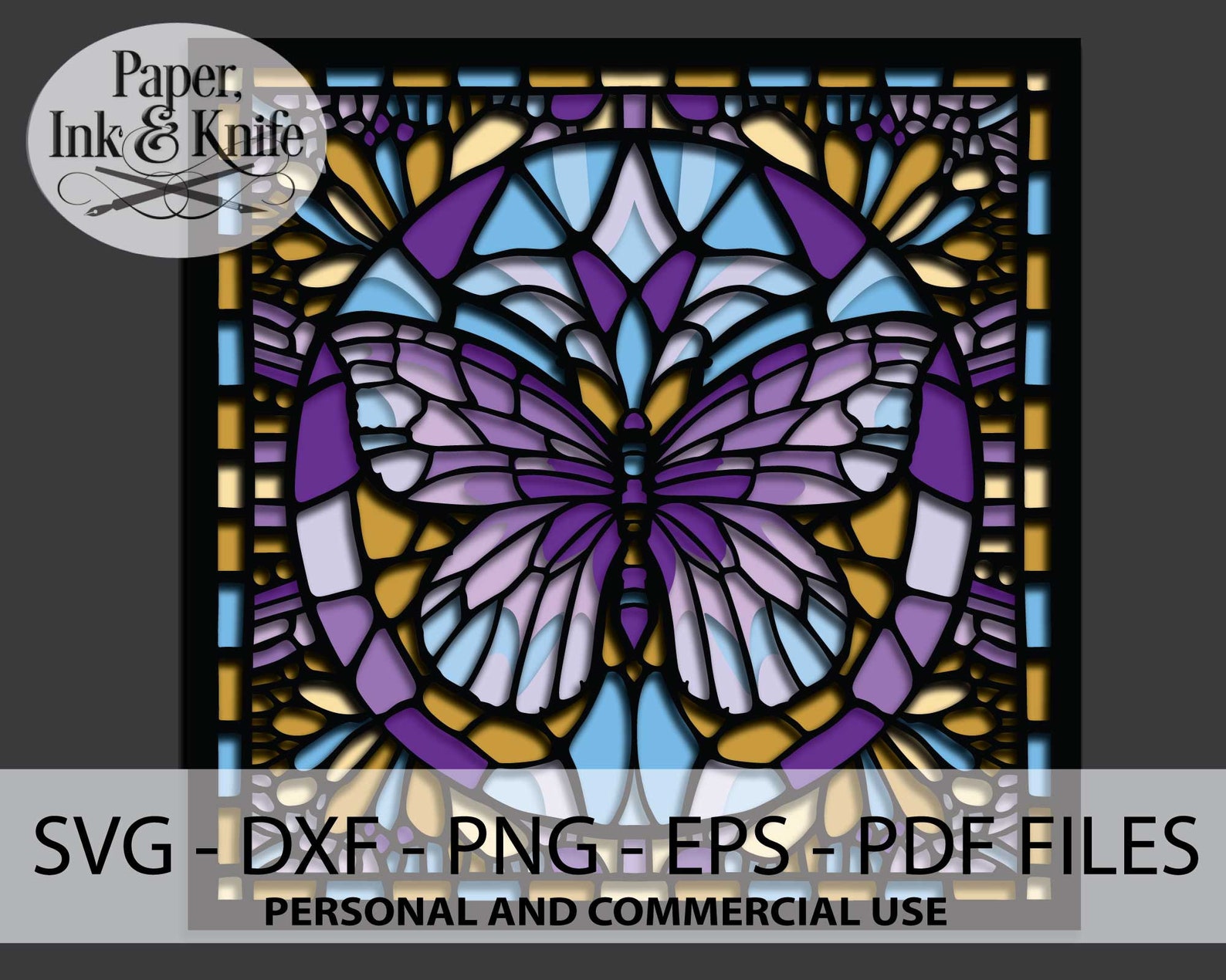 Butterfly 3D SVG Stained Glass Style Papercut Shadowbox Template, 9 ...