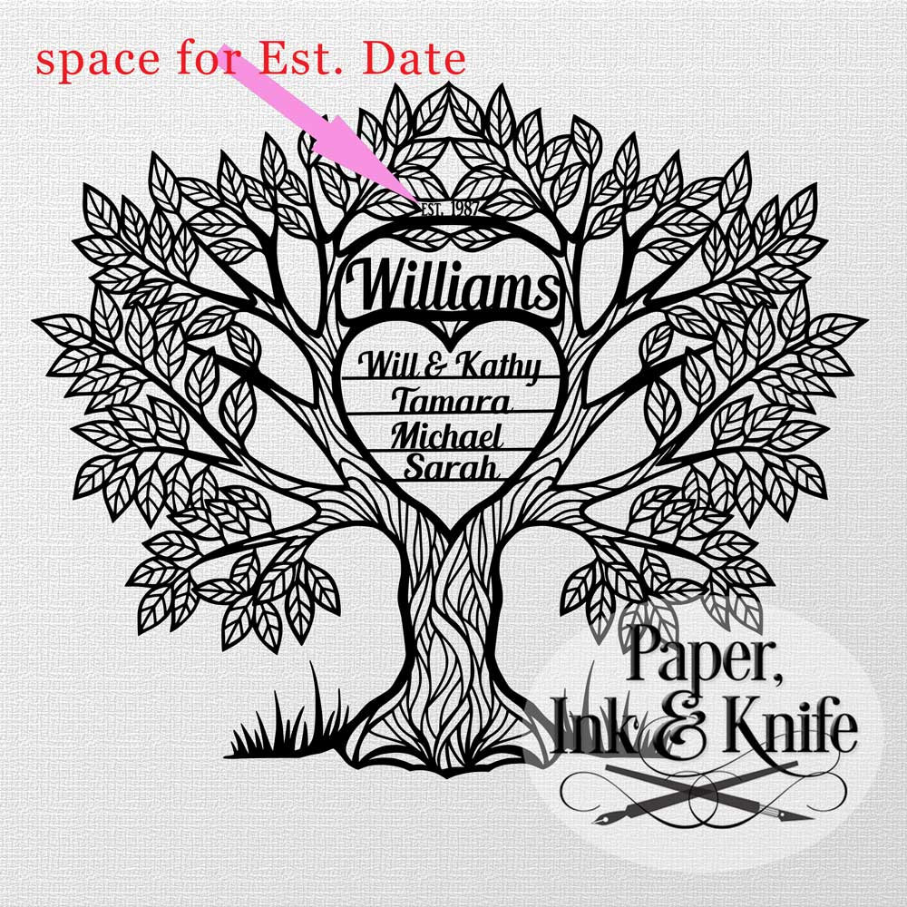 Family Tree Papercut Template Customized Family Gift | Etsy