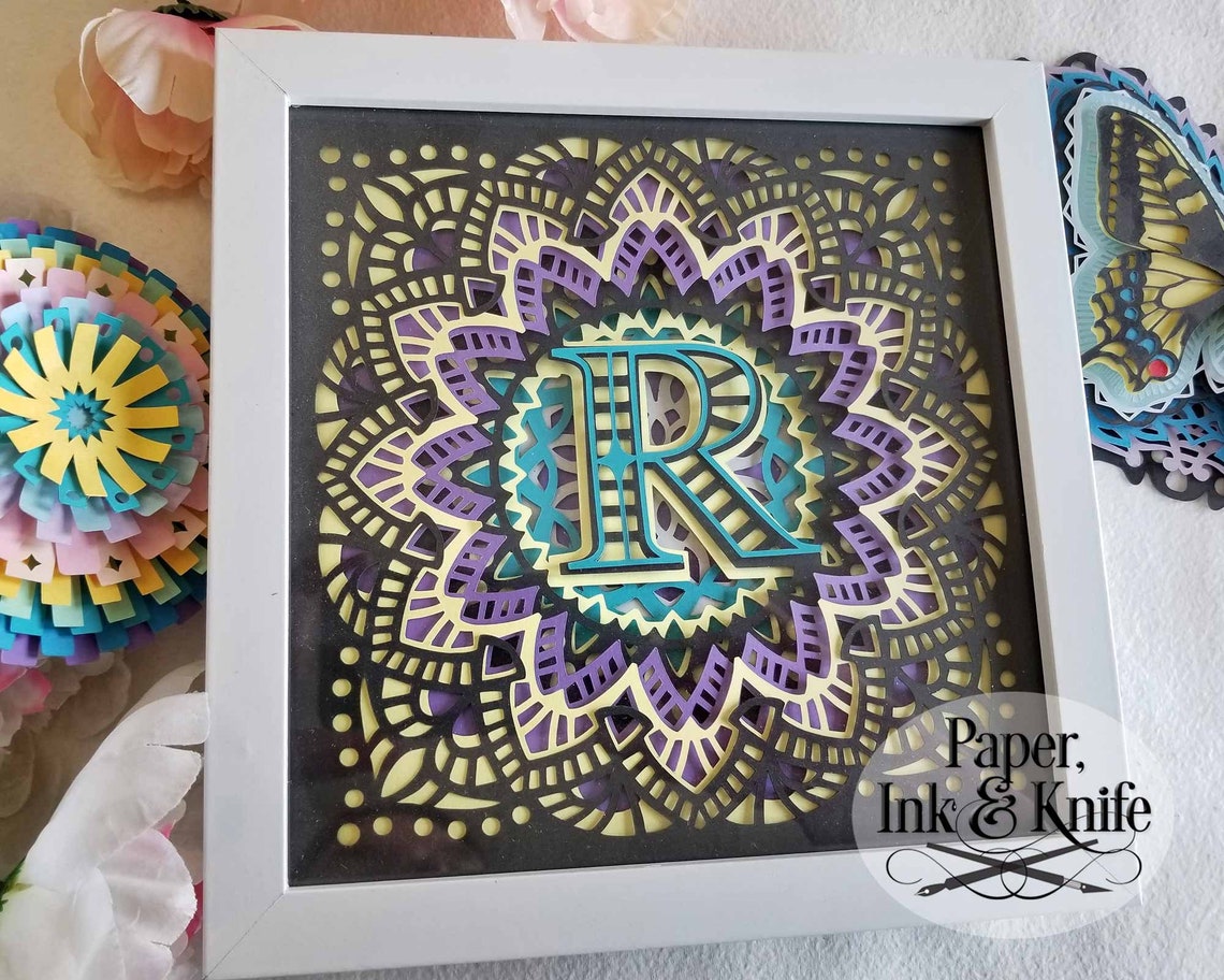 Monogram Mandala Papercut Layered Shadowbox Template SVG - Etsy