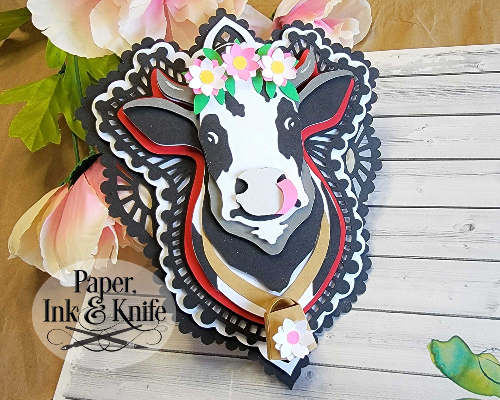 3D Cow Papercut Template SVG PDF PNG Dxf Layered Paper - Etsy