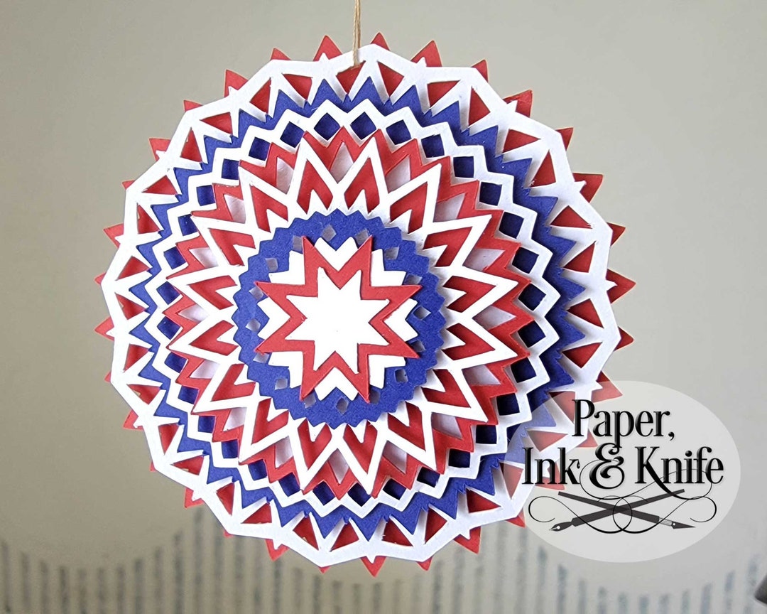 Starburst Papercut Template, 3D Layered Ornament SVG, PDF, PNG, Dxf ...