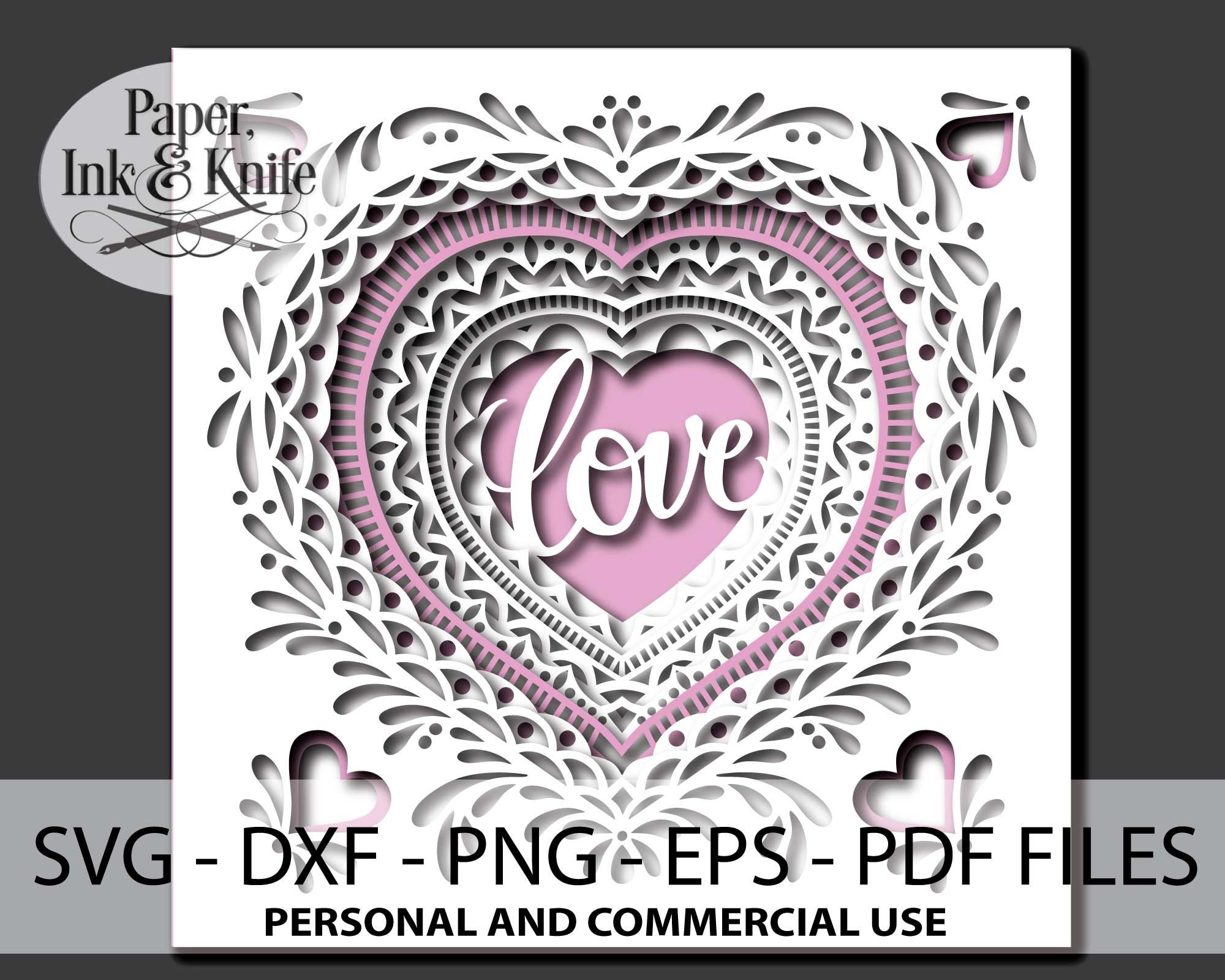 Heart Papercut 3D SVG Shadowbox Template 3D Valentine - Etsy