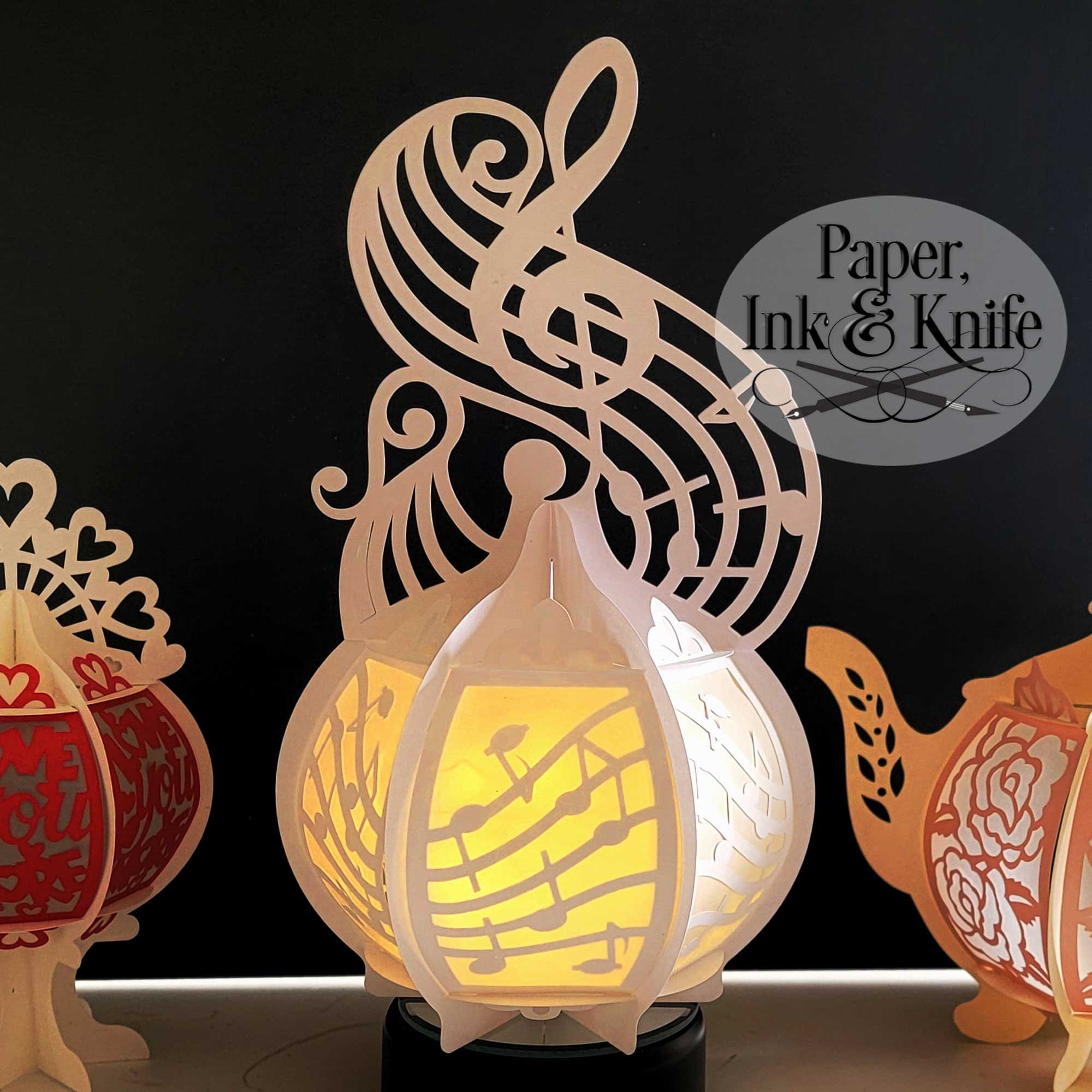 3D SVG Music Symbols Round Paper Cut Lantern, G Clef Luminary, Lightbox ...