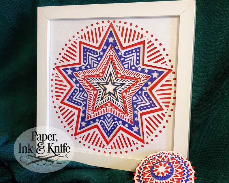Stars and Stripes Patriotic Mandala, Layered Papercut Shadowbox ...