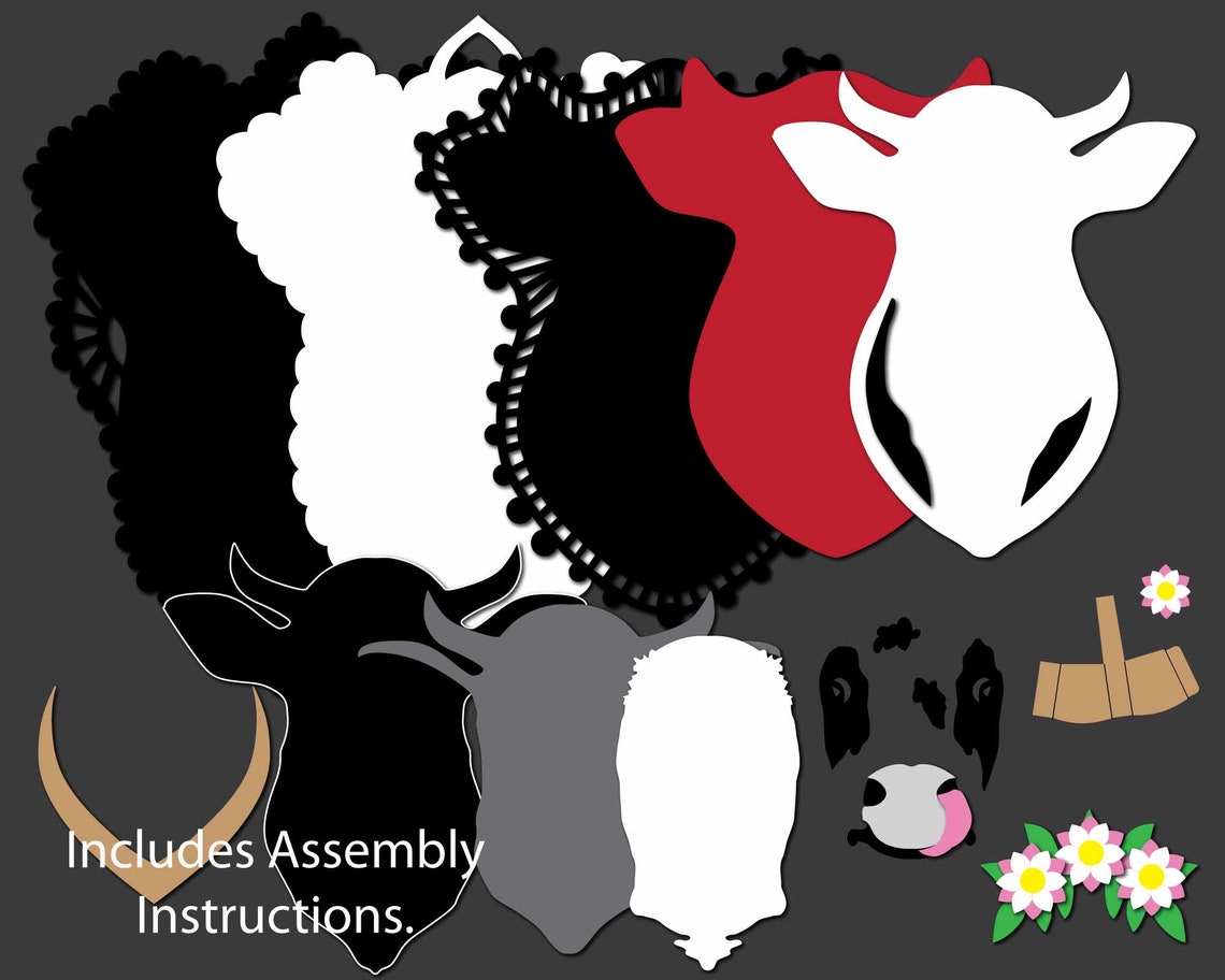 3D Cow Papercut Template SVG PDF PNG Dxf Layered Paper - Etsy