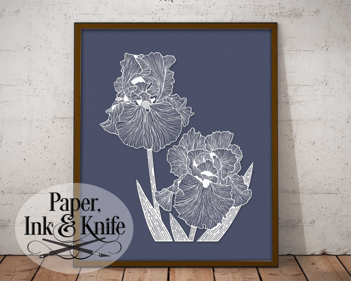 Irises Intricate Papercut Template Instant Download Hand Cut | Etsy