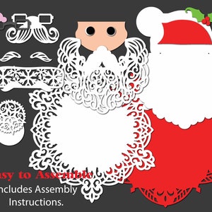 Santa and Mrs Claus 3D Papercut Template Set, SVG, PDF, Dxf, Layered ...