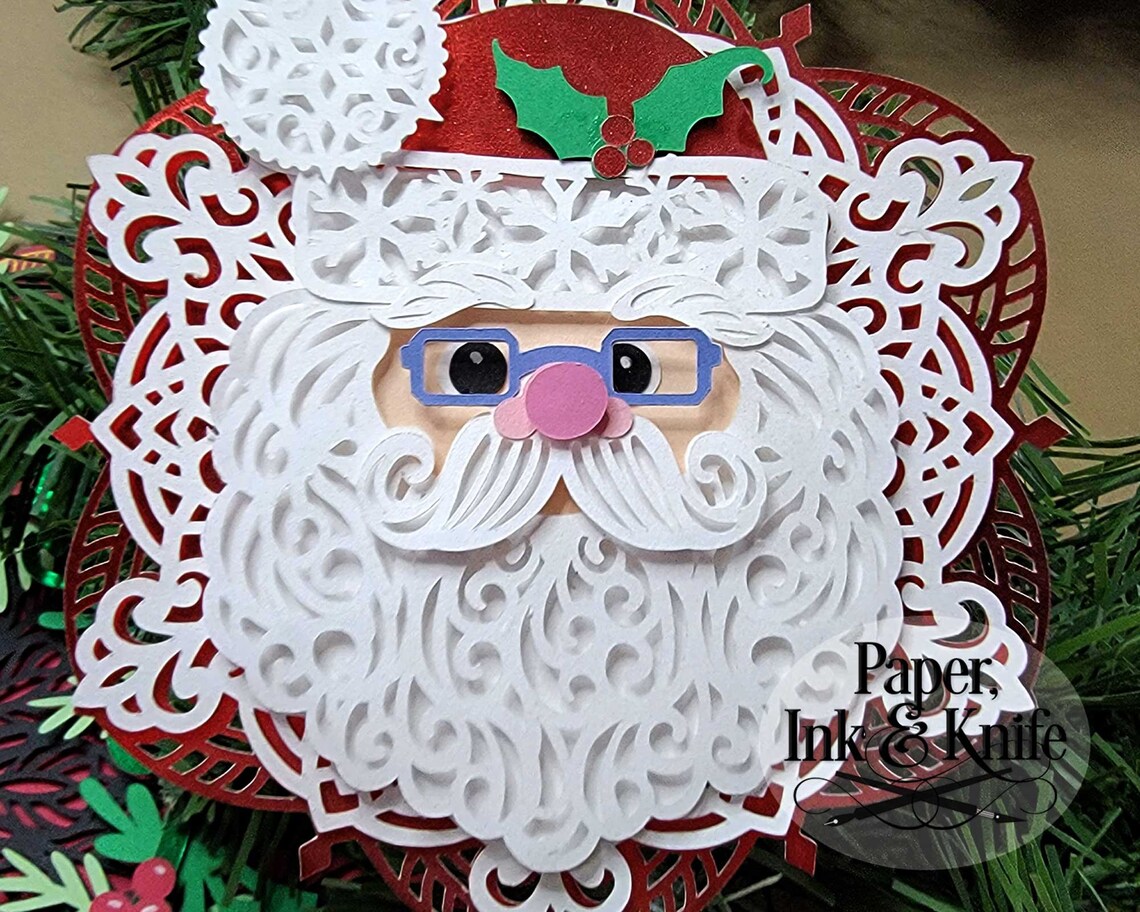 Santa Claus 3D Papercut Template SVG, PDF, PNG Dxf, Layered Paper ...
