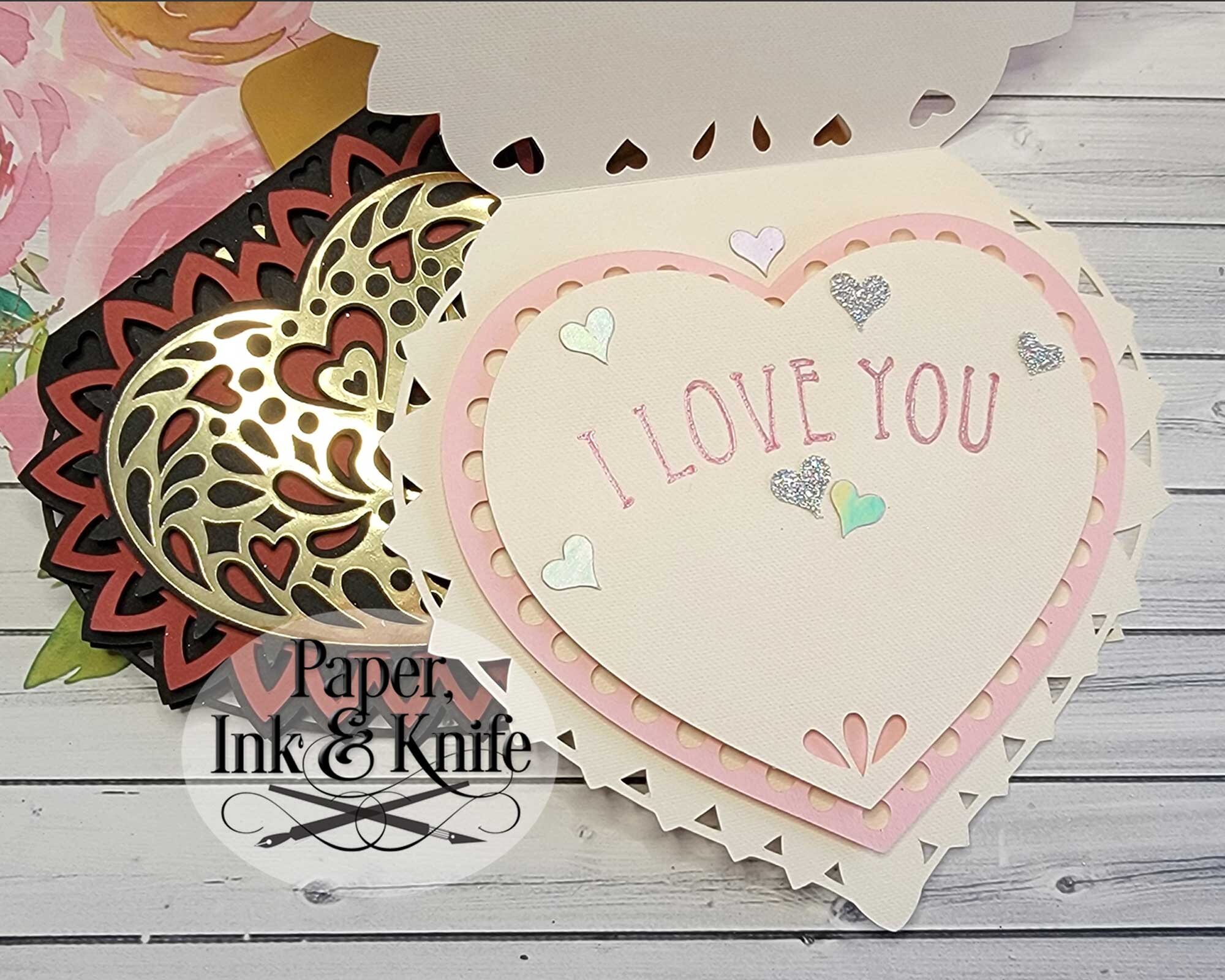 3D Heart Card Papercut Template SVG, PDF, Png, Dxf, Layered Paper ...