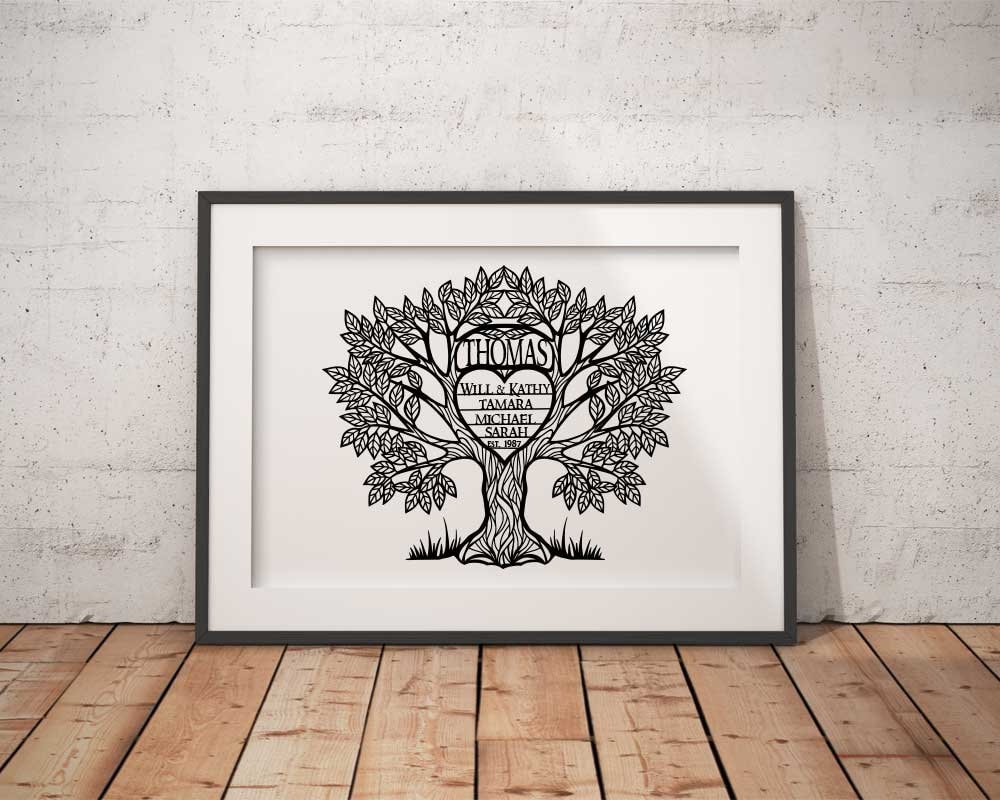 Family Tree Papercut Template Customized Family Gift | Etsy