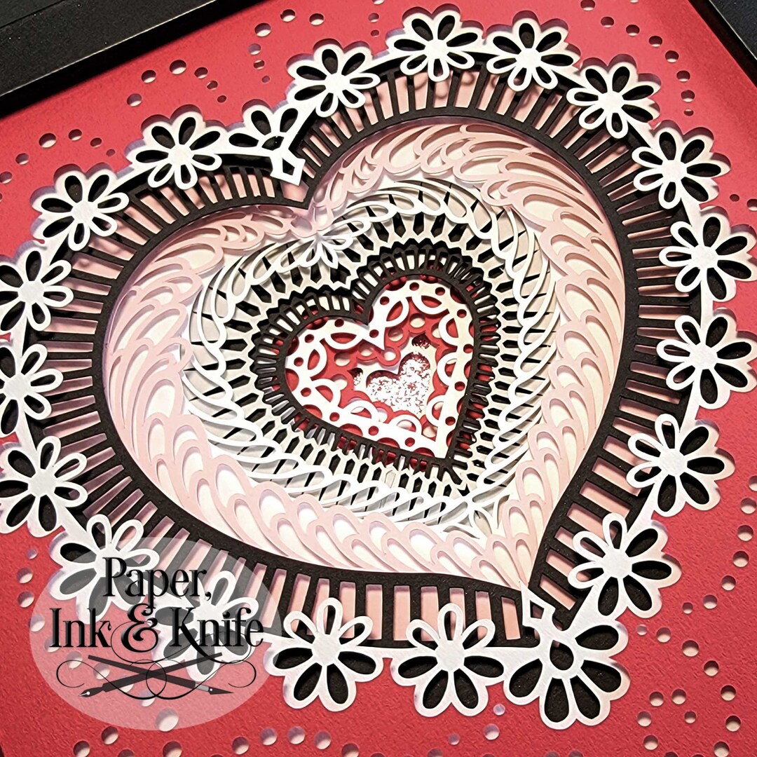 Heart Daisies 3D SVG Layered Papercut Shadowbox Template, 11 Layers ...