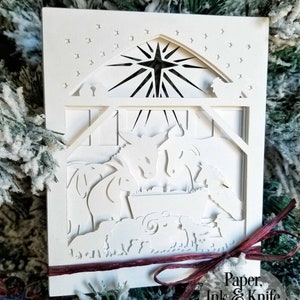 Paper Shadowbox Friendly Beasts Nativity Template, Lightbox, SVG, DXF ...