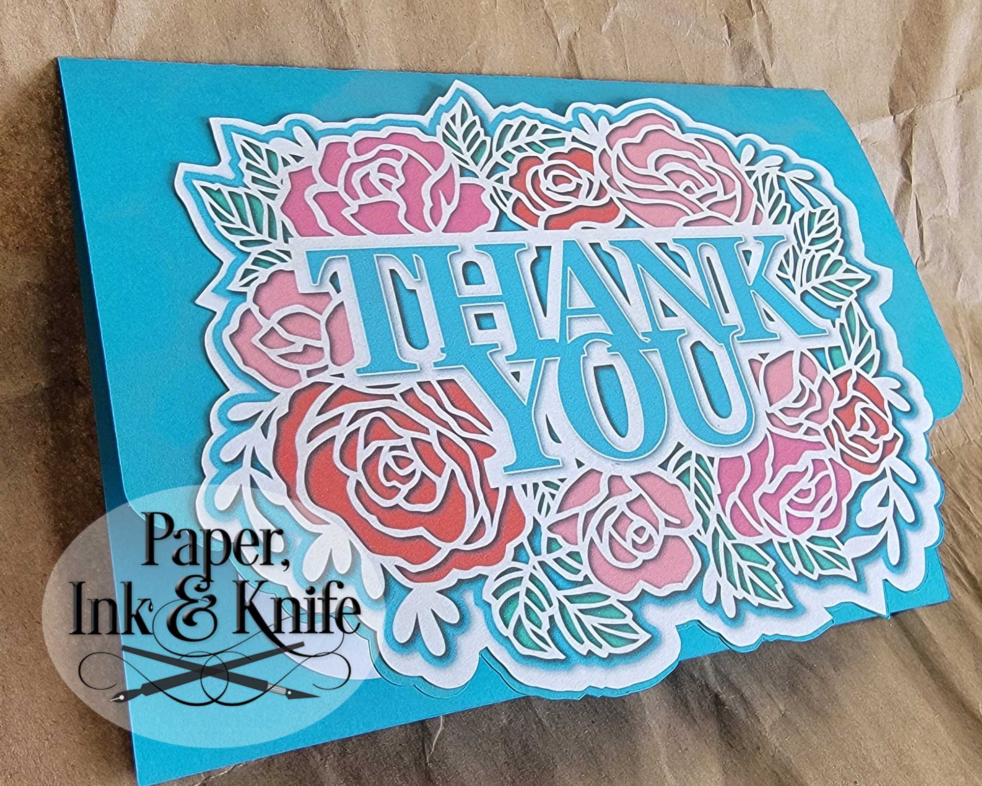 3D Thank You Card Papercut Template SVG PDF JPG Dxf Layered - Etsy
