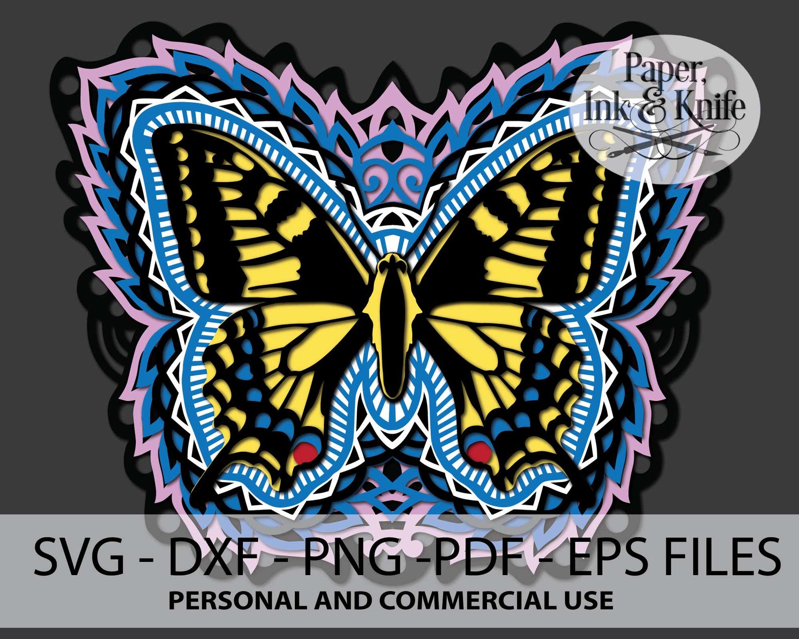 3D Swallowtail Butterfly Papercut Template SVG, PDF, JPG Dxf, Layered ...