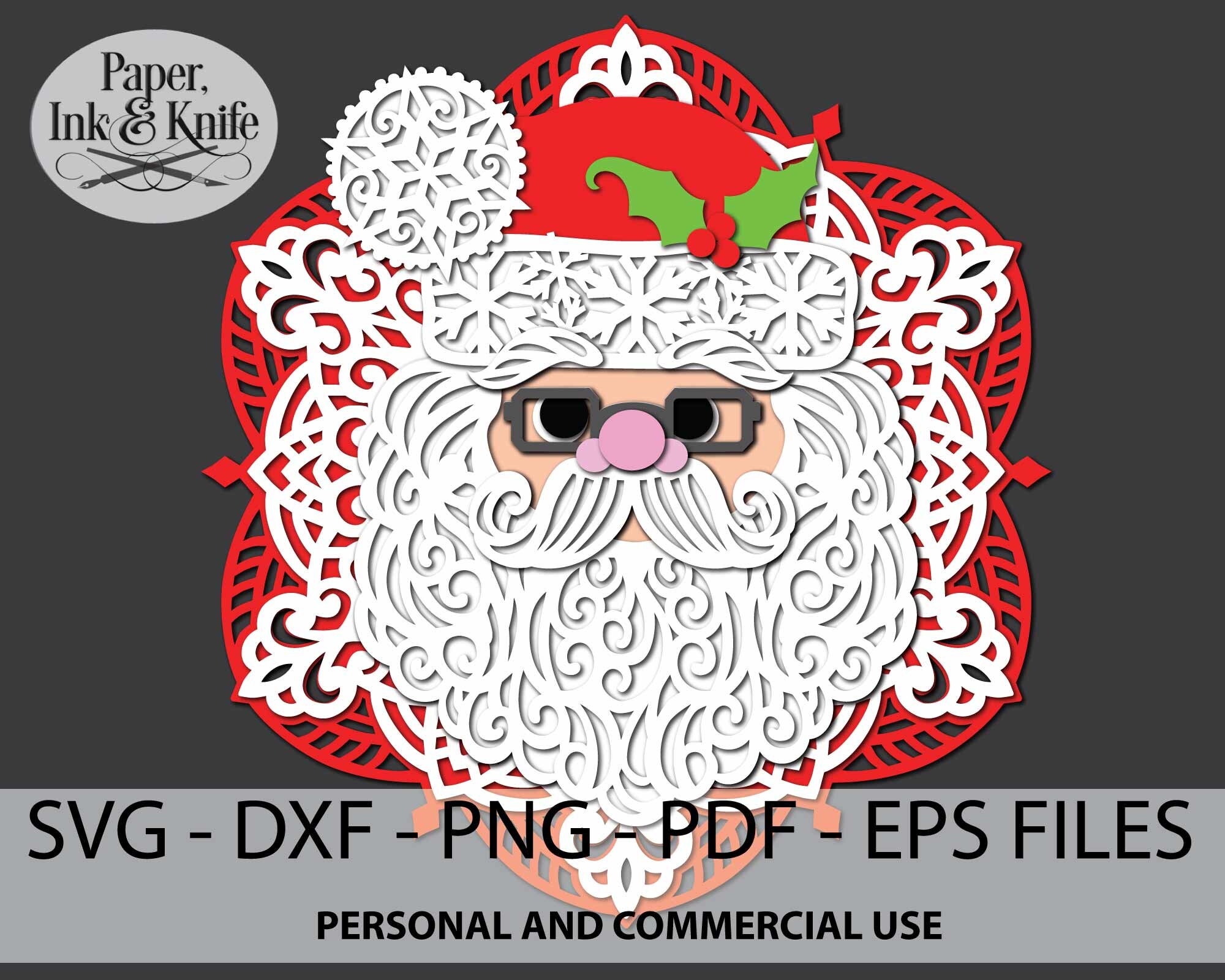 Santa Claus 3D Papercut Template SVG PDF PNG Dxf Layered - Etsy