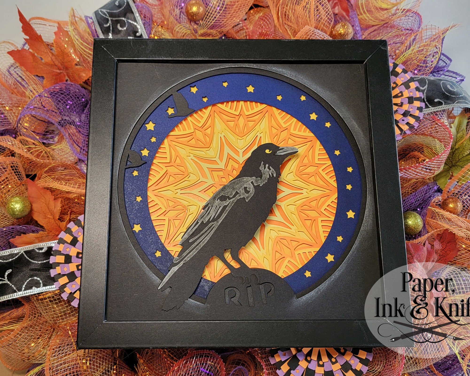 Raven Moon Halloween Papercut Shadowbox Template 3D Lightbox - Etsy