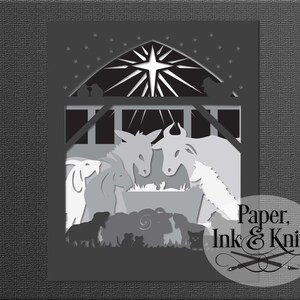 Paper Shadowbox Friendly Beasts Nativity Template, Lightbox, SVG, DXF ...