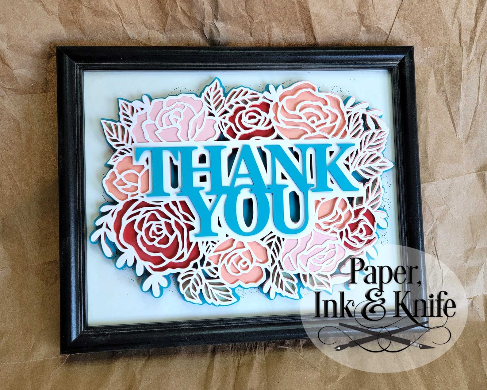 3D Thank You Card Papercut Template SVG PDF JPG Dxf Layered - Etsy