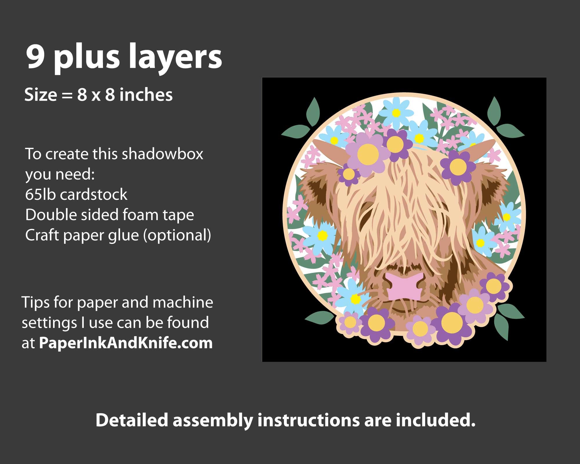 Highland Cow Papercut Shadowbox 3D SVG Template, Paper Lightbox ...