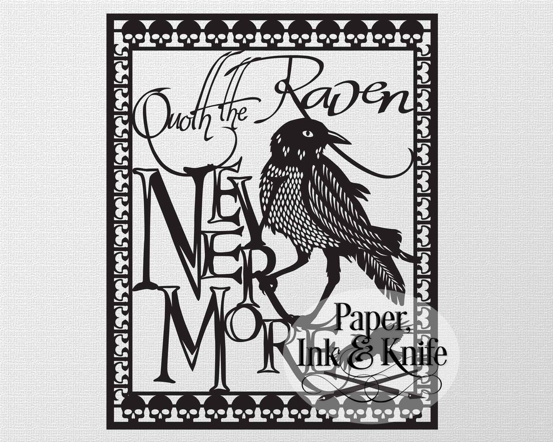 The Raven Nevermore Papercut Template, Papercutting, Instant Download ...
