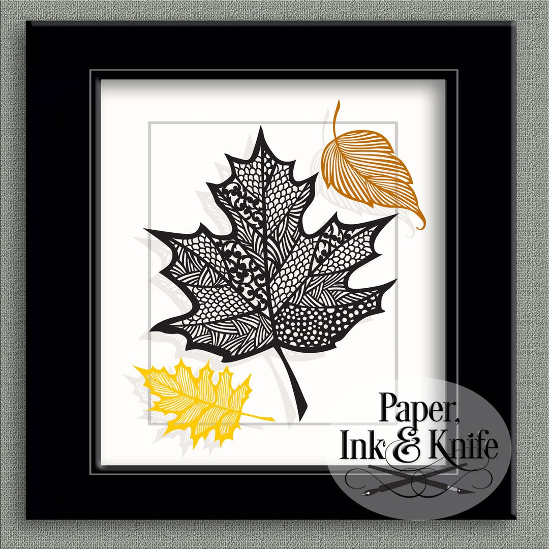 Textured Autumn Leaves Papercut Template. Intermediate Level ...