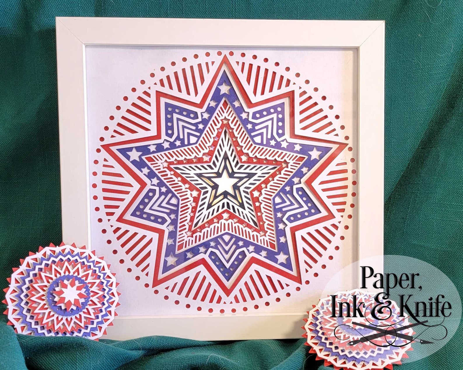 Stars and Stripes Patriotic Mandala, Layered Papercut Shadowbox ...