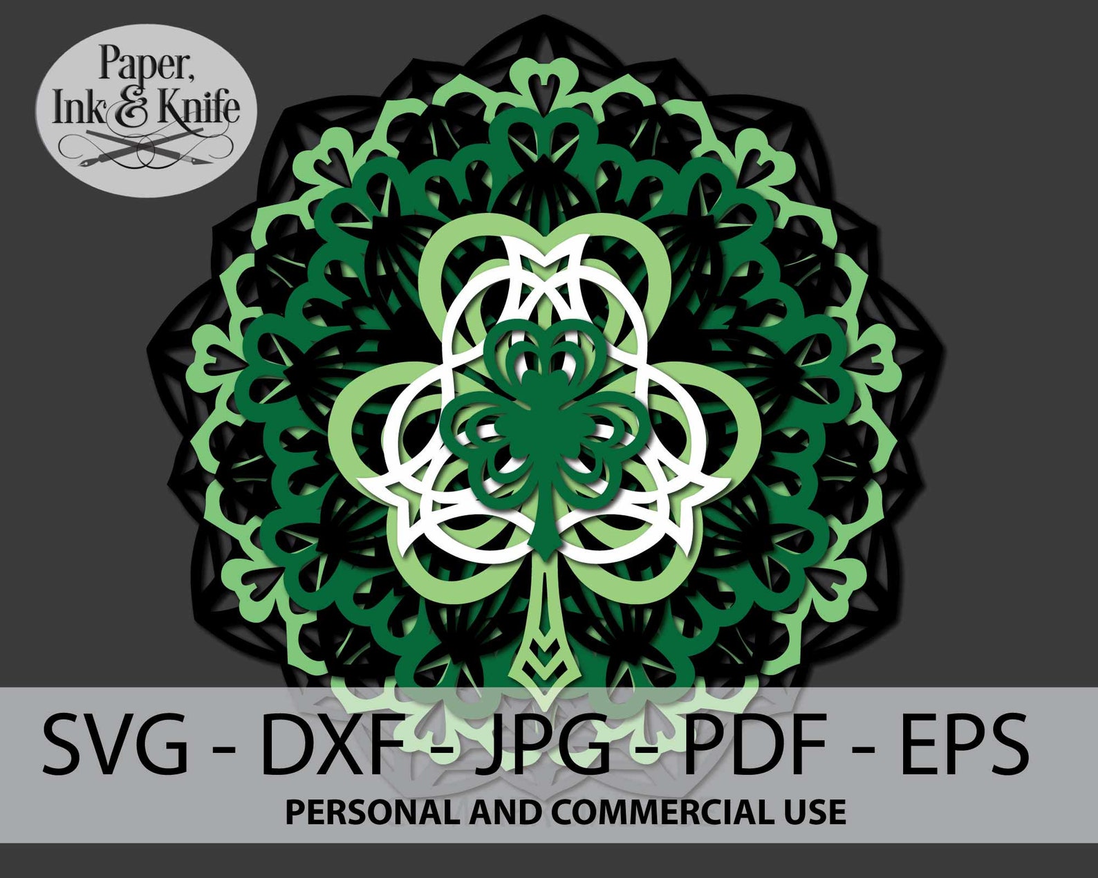 Shamrock 3D Papercut Template SVG PDF JPG Dxf Layered St | Etsy