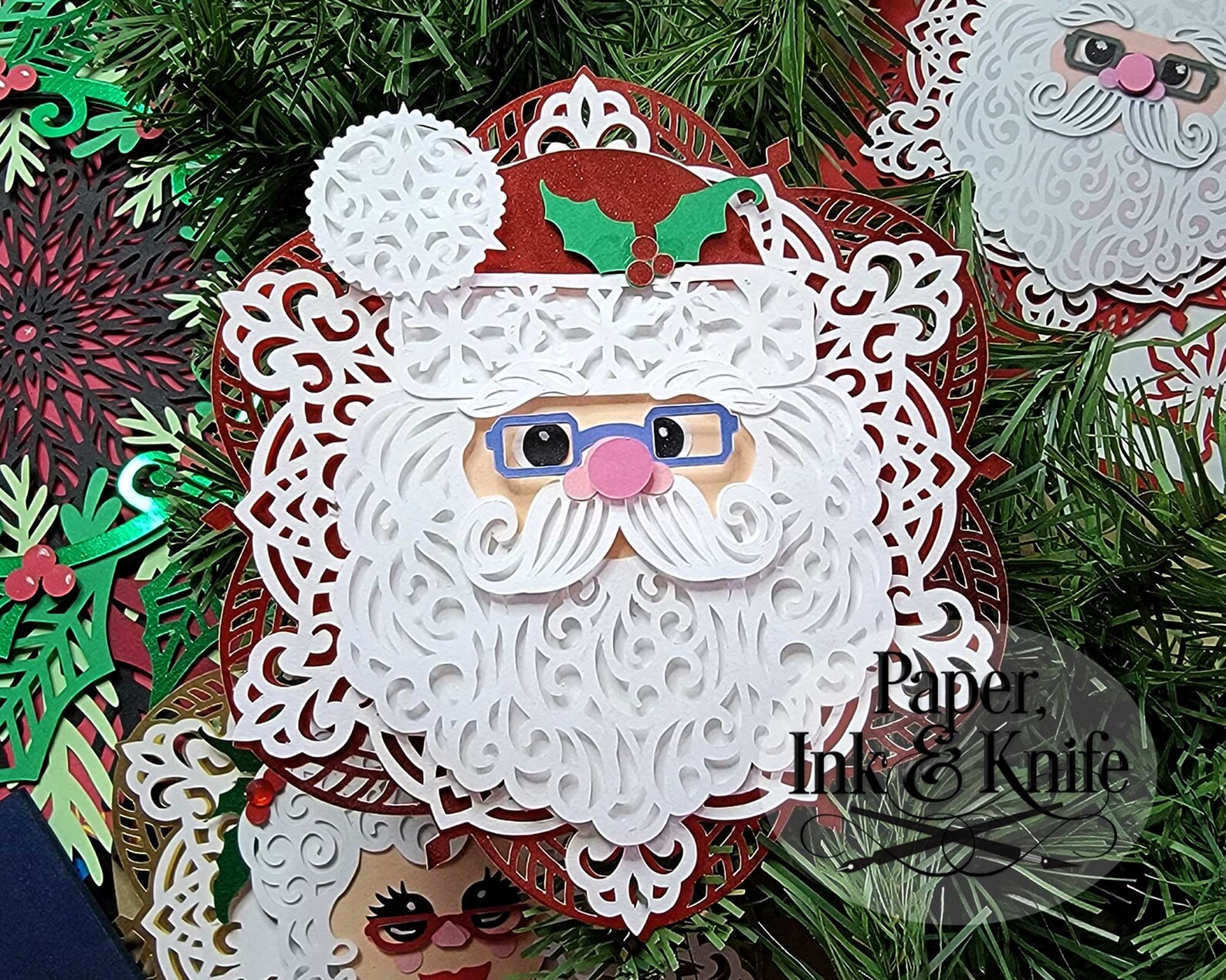 Santa Claus 3D Papercut Template SVG, PDF, PNG Dxf, Layered Paper ...