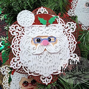 Santa Claus 3D Papercut Template SVG, PDF, PNG Dxf, Layered Paper ...