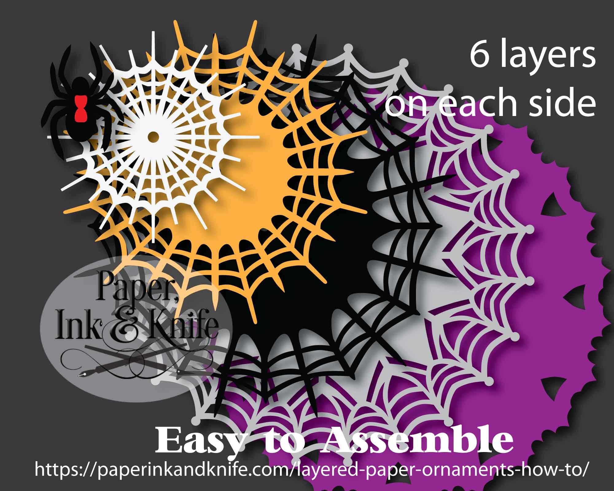 Spider Web 3D Papercut SVG, PDF, Jpg, DXF Template, Layered Halloween ...