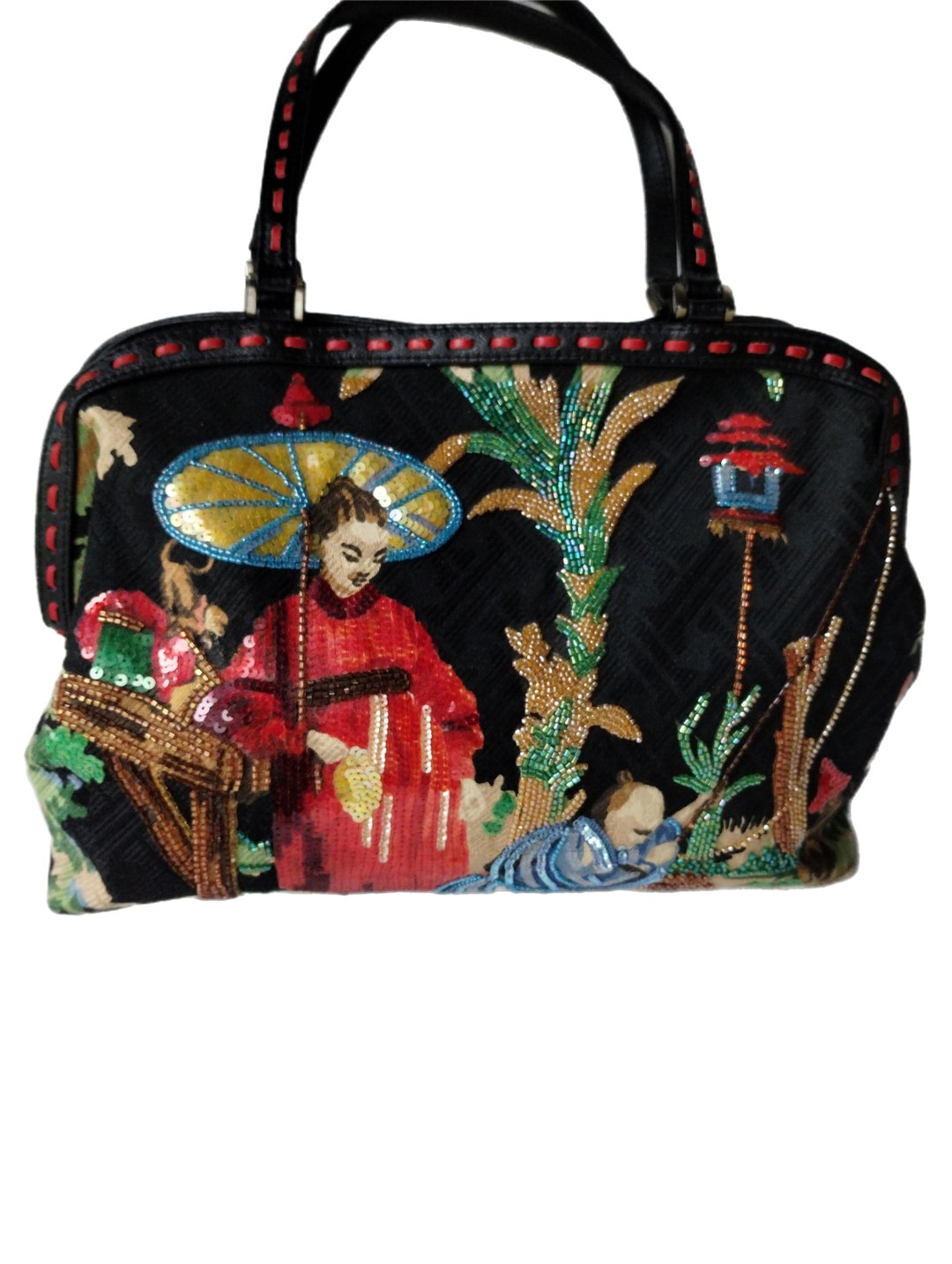 Rare ISABELLA FIIORE - Oriental Beaded Sequin Shoulder Handbag ...