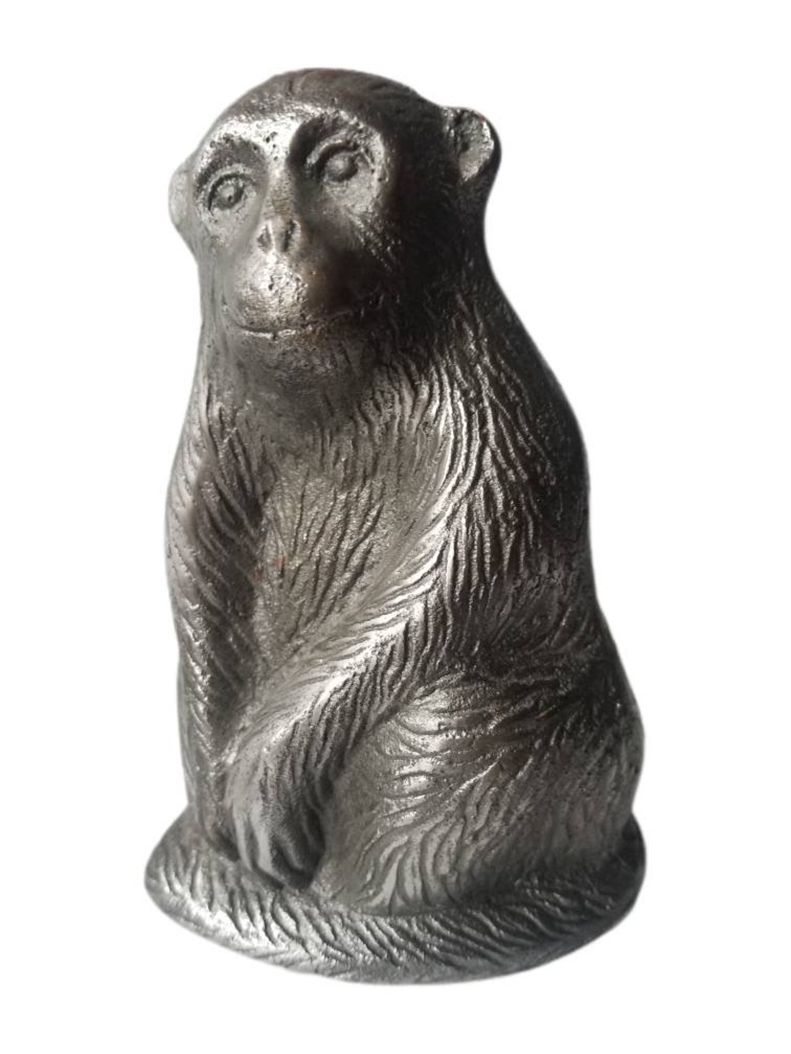 Heavy Silvered Cast Iron Monkey Sculpture Paperweight Bookend Shelf ...