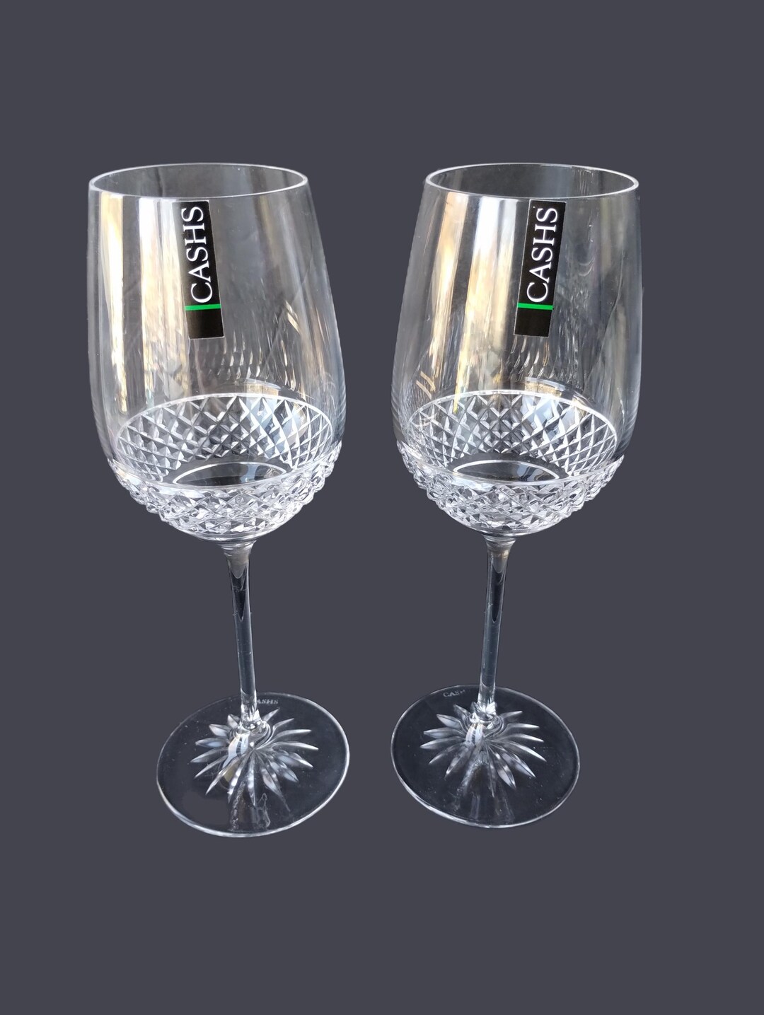 Cashs Irish Crystal Wine Glasses - Set (2 ) - Formal Garden or Tea ...