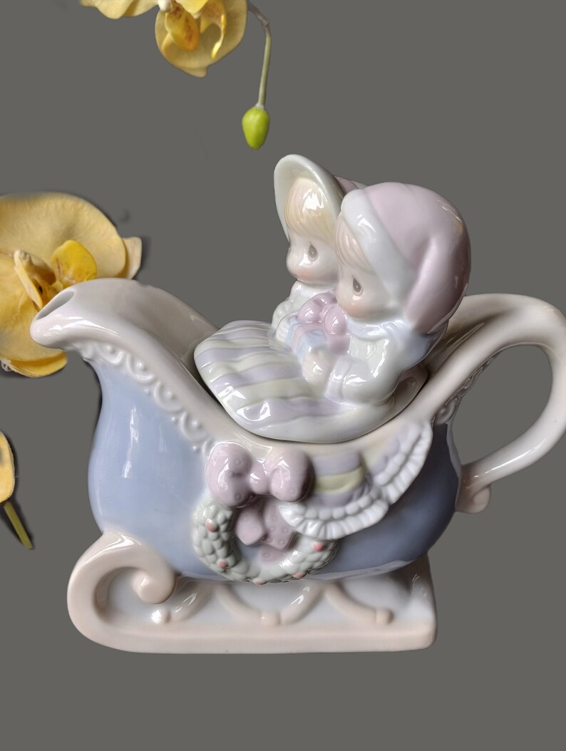 Vintage Precious Moments - "a Winter Wonderland Sleigh Teapot" - Sugar ...