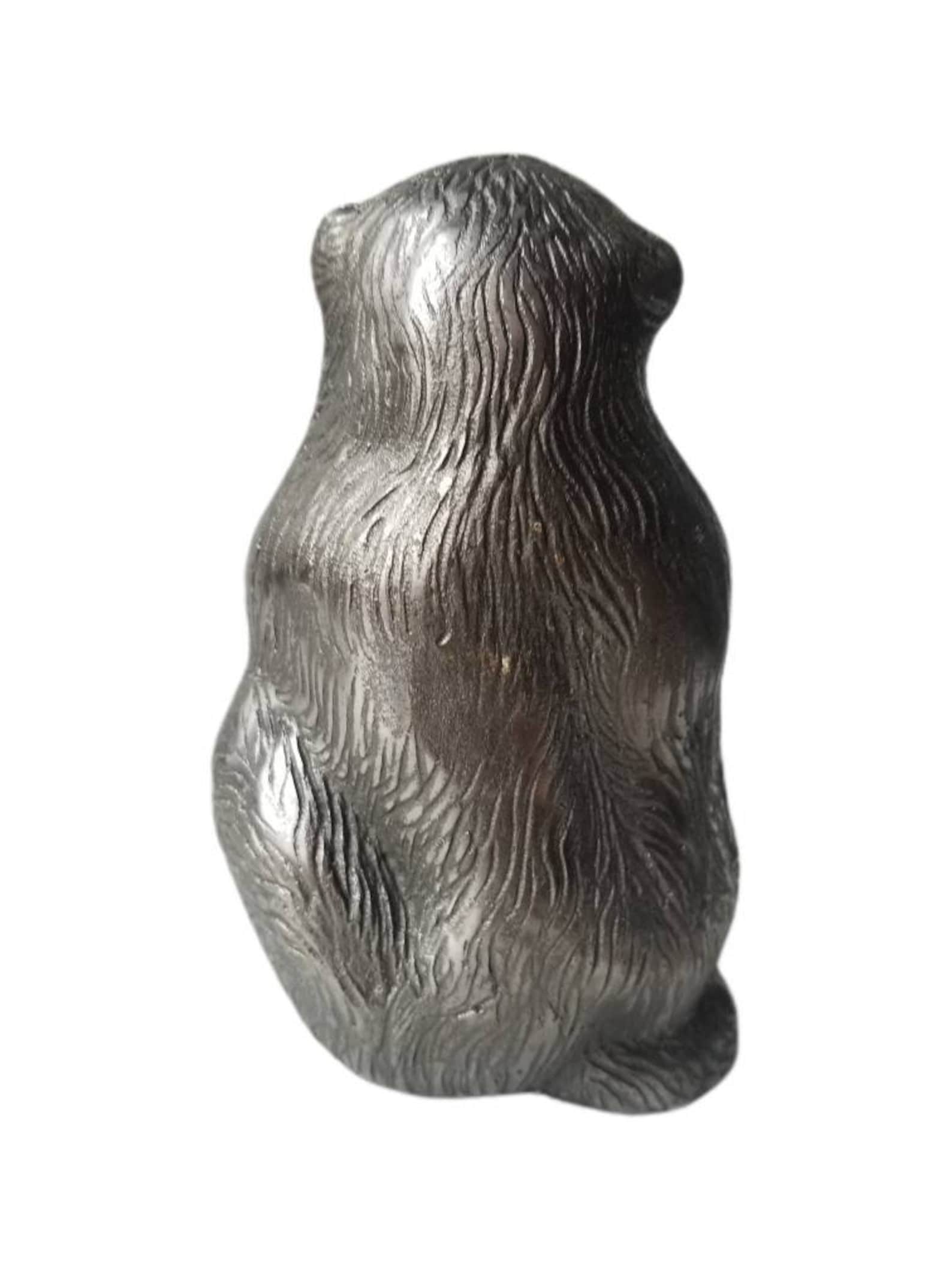 Heavy Silvered Cast Iron Monkey Sculpture Paperweight Bookend Shelf ...
