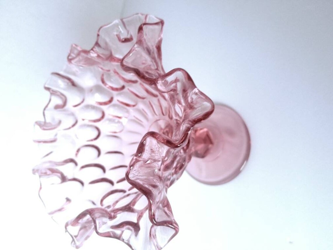 Fenton Glass Colonial Pink Compote Thumbprint Crimped - Etsy
