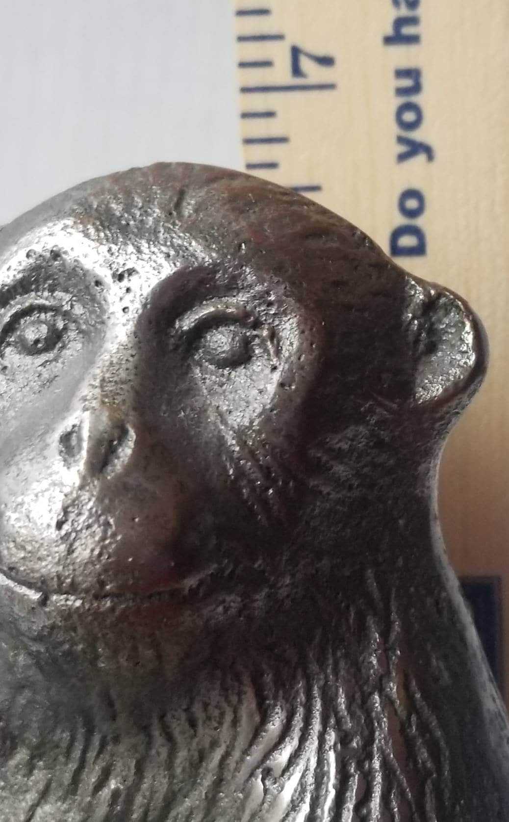Heavy Silvered Cast Iron Monkey Sculpture Paperweight Bookend Shelf ...