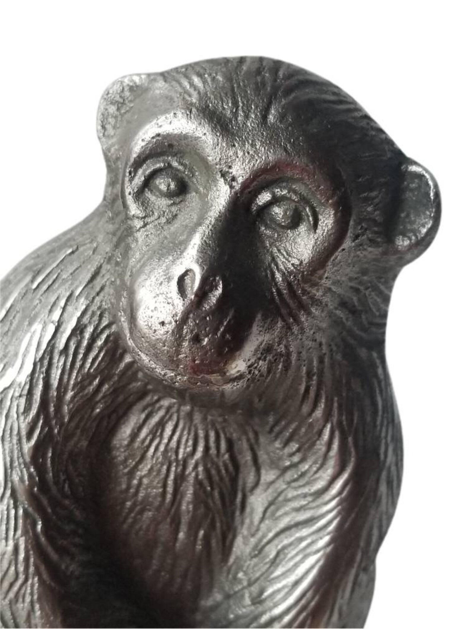 Heavy Silvered Cast Iron Monkey Sculpture Paperweight Bookend Shelf ...